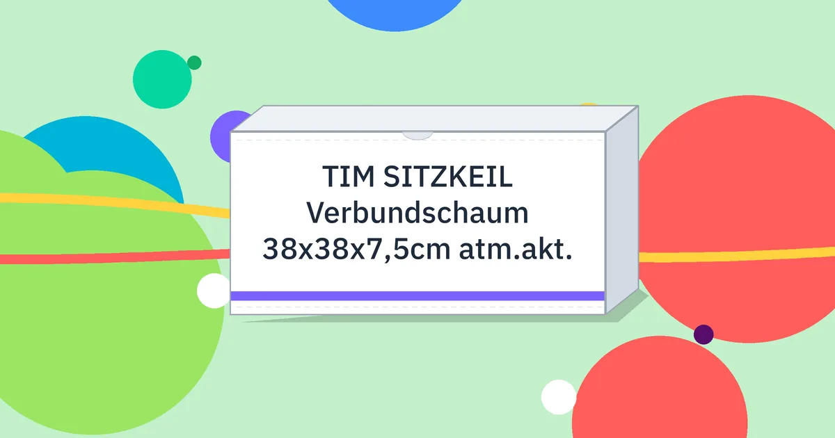 Symbolbild: Packung mit der Aufschrift TIM SITZKEIL Verbundschaum 38x38x7,5cm atm.akt. (PZN 05704533) – Verfügbarkeit und Bezug in Apotheken in Frankfurt am Main