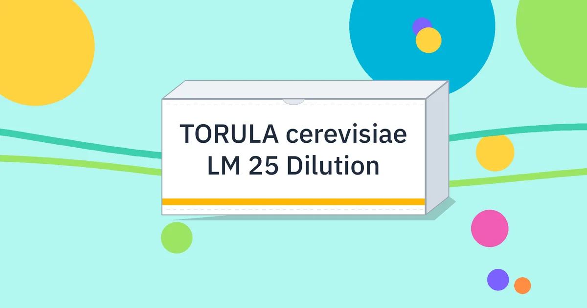 Symbolbild: Packung mit der Aufschrift TORULA cerevisiae LM 25 Dilution (PZN 13225893) – Verfügbarkeit und Bezug in Apotheken in Frankfurt am Main