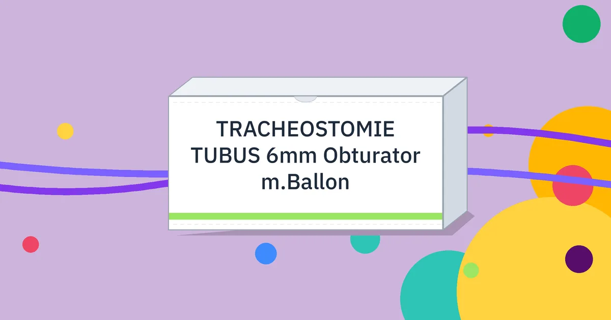 Symbolbild: Packung mit der Aufschrift TRACHEOSTOMIE TUBUS 6mm Obturator m.Ballon (PZN 01085441) – Verfügbarkeit und Bezug in Apotheken in Frankfurt am Main