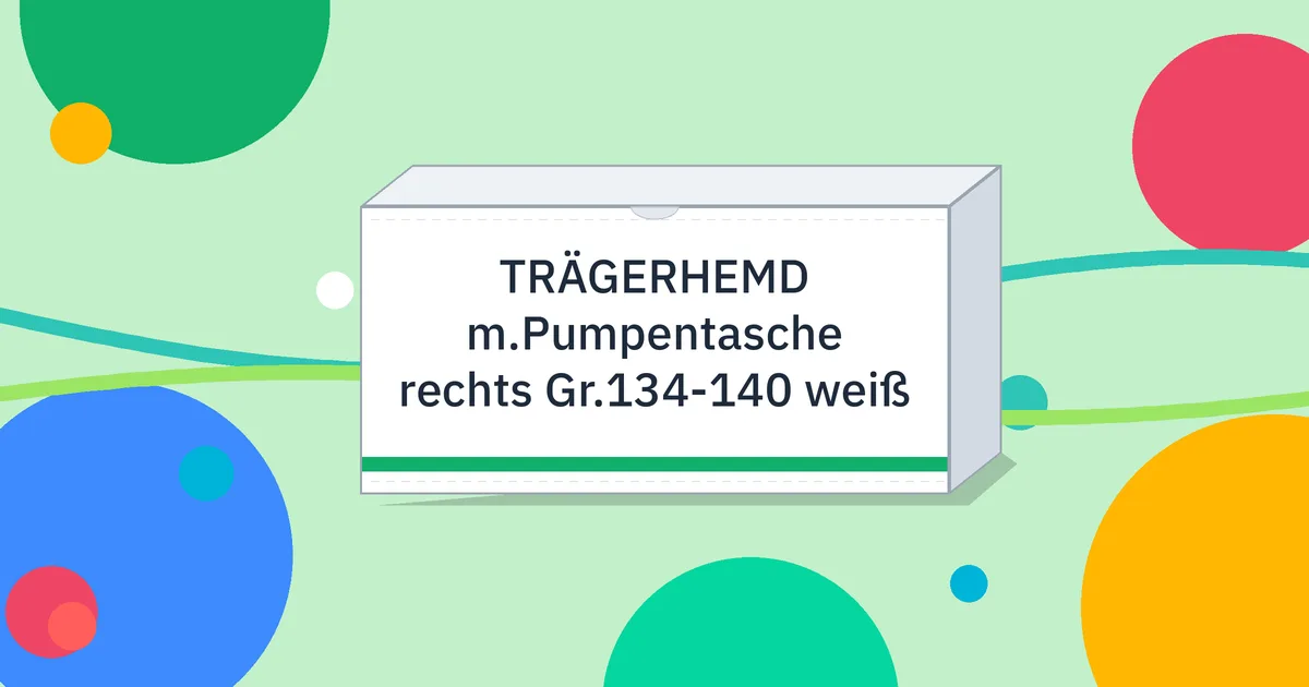 Symbolbild: Packung mit der Aufschrift TRÄGERHEMD m.Pumpentasche rechts Gr.134-140 weiß (PZN 17552689) – Verfügbarkeit und Bezug in Apotheken in Frankfurt am Main