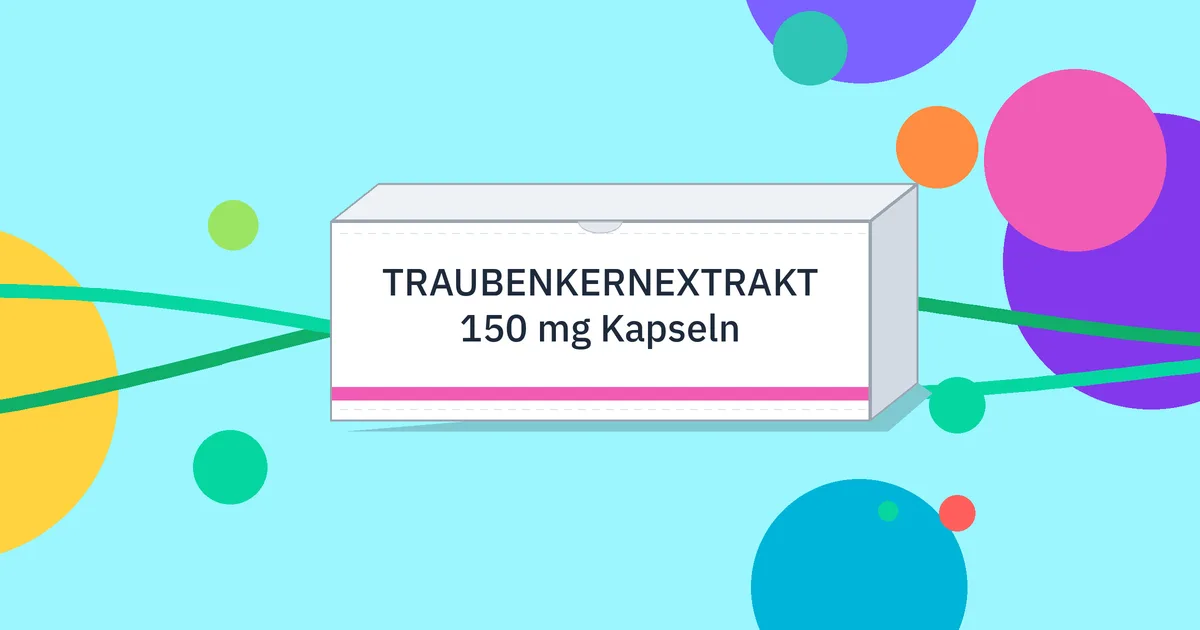 Symbolbild: Packung mit der Aufschrift TRAUBENKERNEXTRAKT 150 mg Kapseln (PZN 07785843) – Verfügbarkeit und Bezug in Apotheken in Frankfurt am Main