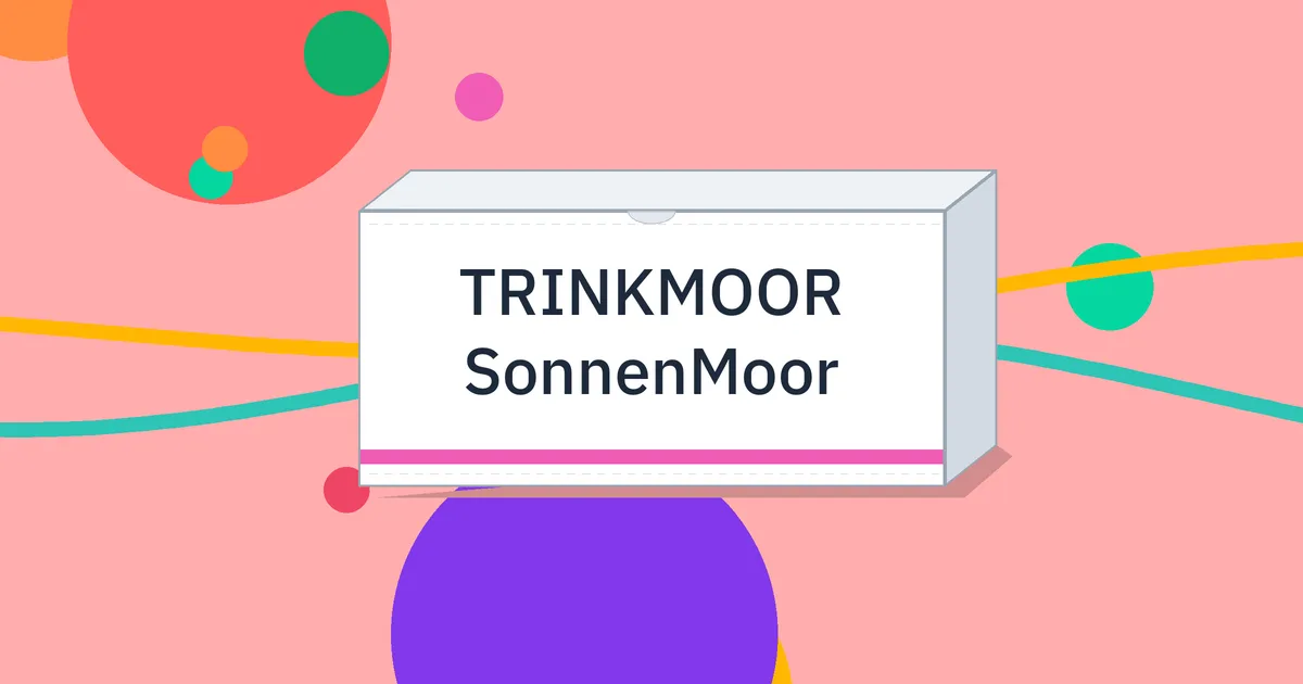 Symbolbild: Packung mit der Aufschrift TRINKMOOR SonnenMoor (PZN 07111027) – Verfügbarkeit und Bezug in Apotheken in Frankfurt am Main