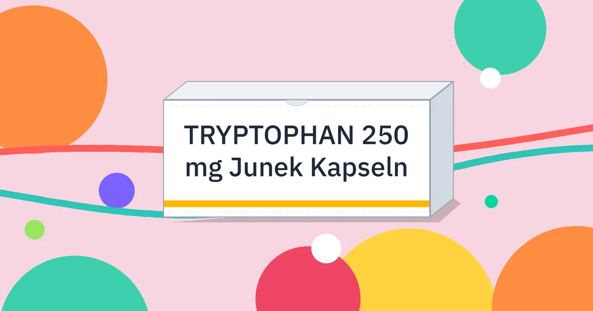 Symbolbild: Packung mit der Aufschrift TRYPTOPHAN 250 mg Junek Kapseln (PZN 00983385) – Verfügbarkeit und Bezug in Apotheken in Frankfurt am Main