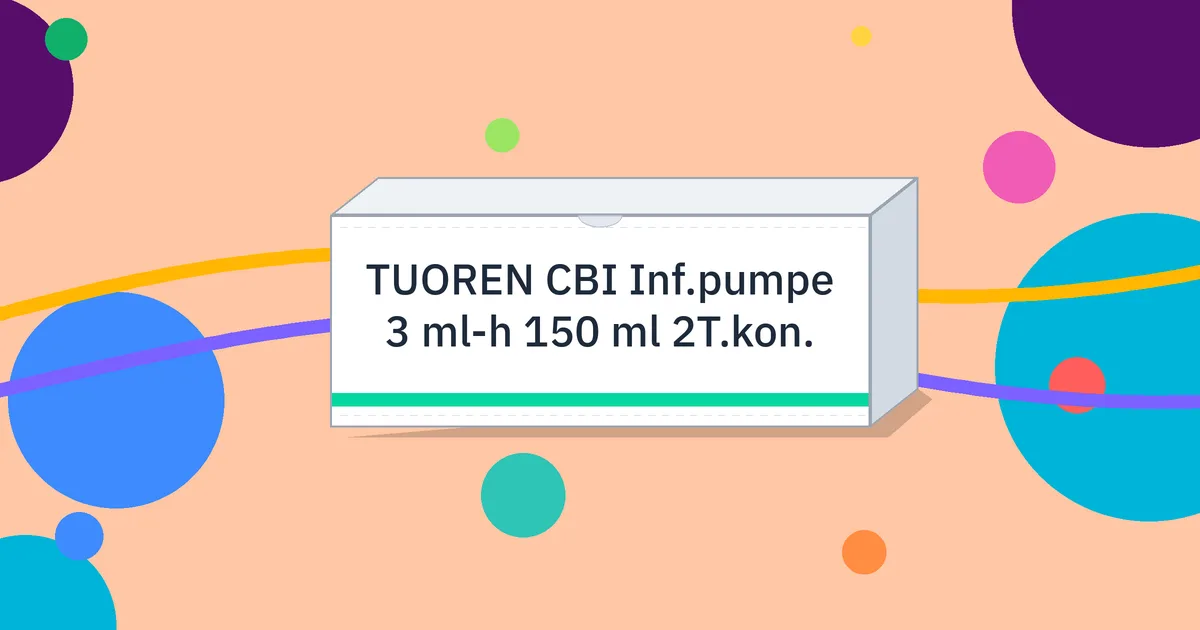 Symbolbild: Packung mit der Aufschrift TUOREN CBI Inf.pumpe 3 ml-h 150 ml 2T.kon. (PZN 11663100) – Verfügbarkeit und Bezug in Apotheken in Frankfurt am Main