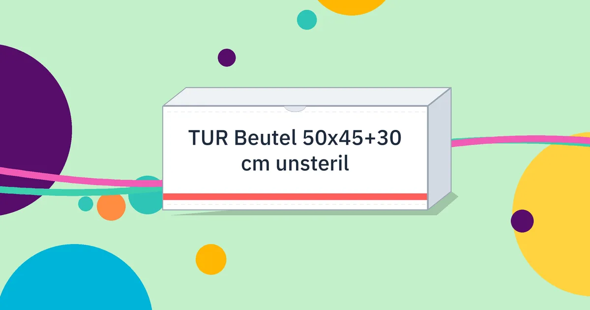 Symbolbild: Packung mit der Aufschrift TUR Beutel 50x45+30 cm unsteril (PZN 07601211) – Verfügbarkeit und Bezug in Apotheken in Frankfurt am Main