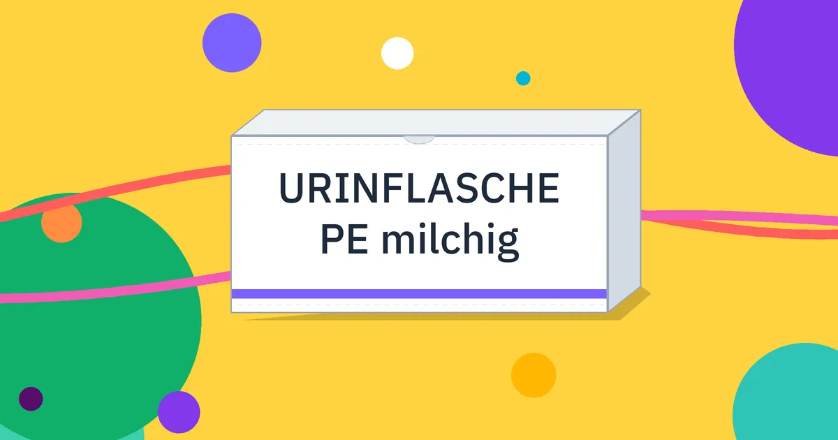 Symbolbild: Packung mit der Aufschrift URINFLASCHE PE milchig (PZN 08454284) – Verfügbarkeit und Bezug in Apotheken in Frankfurt am Main