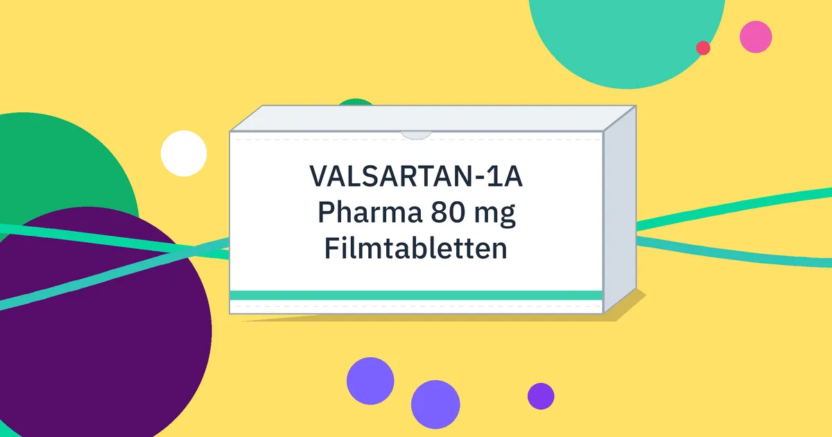 Symbolbild: Packung mit der Aufschrift VALSARTAN-1A Pharma 80 mg Filmtabletten (PZN 07581276) – Verfügbarkeit und Bezug in Apotheken in Frankfurt am Main