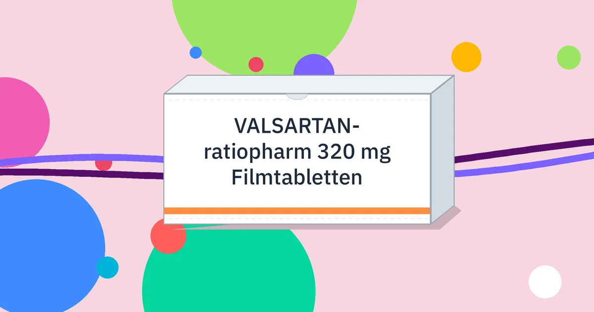 Symbolbild: Packung mit der Aufschrift VALSARTAN-ratiopharm 320 mg Filmtabletten (PZN 06906411) – Verfügbarkeit und Bezug in Apotheken in Frankfurt am Main