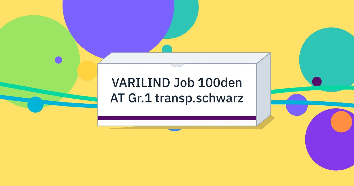 Symbolbild: Packung mit der Aufschrift VARILIND Job 100den AT Gr.1 transp.schwarz (PZN 06317407) – Verfügbarkeit und Bezug in Apotheken in Frankfurt am Main
