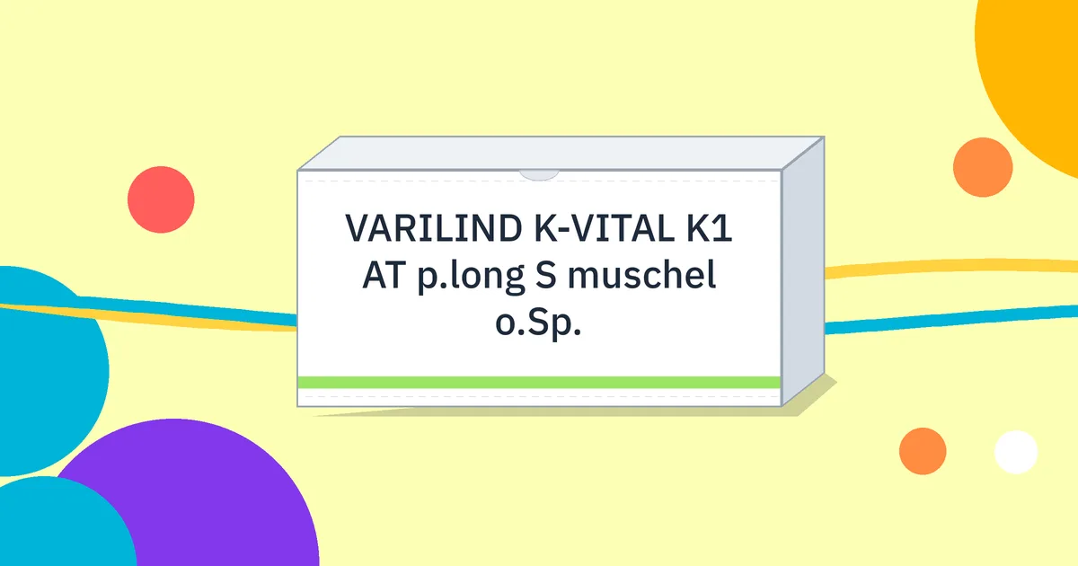 Symbolbild: Packung mit der Aufschrift VARILIND K-VITAL K1 AT p.long S muschel o.Sp. (PZN 20561025) – Verfügbarkeit und Bezug in Apotheken in Frankfurt am Main