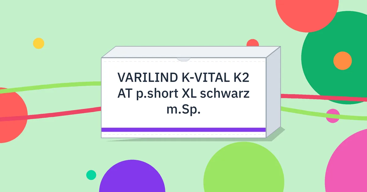 Symbolbild: Packung mit der Aufschrift VARILIND K-VITAL K2 AT p.short XL schwarz m.Sp. (PZN 20562036) – Verfügbarkeit und Bezug in Apotheken in Frankfurt am Main