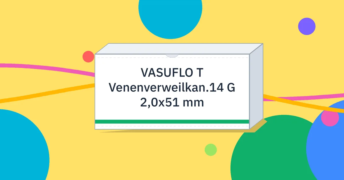 Symbolbild: Packung mit der Aufschrift VASUFLO T Venenverweilkan.14 G 2,0x51 mm (PZN 00270219) – Verfügbarkeit und Bezug in Apotheken in Frankfurt am Main