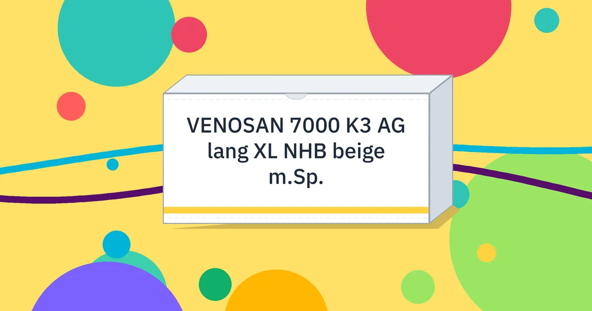 Symbolbild: Packung mit der Aufschrift VENOSAN 7000 K3 AG lang XL NHB beige m.Sp. (PZN 14435397) – Verfügbarkeit und Bezug in Apotheken in Frankfurt am Main