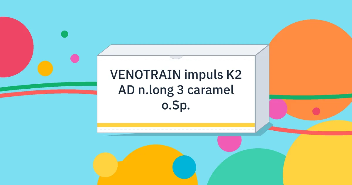 Symbolbild: Packung mit der Aufschrift VENOTRAIN impuls K2 AD n.long 3 caramel o.Sp. (PZN 08425816) – Verfügbarkeit und Bezug in Apotheken in Frankfurt am Main