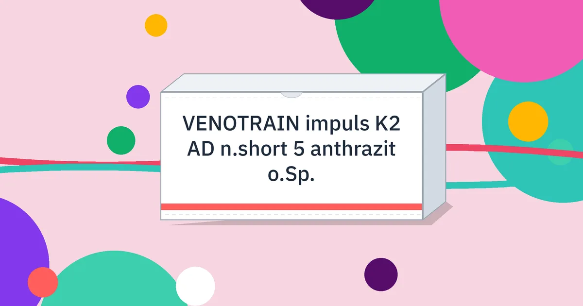 Symbolbild: Packung mit der Aufschrift VENOTRAIN impuls K2 AD n.short 5 anthrazit o.Sp. (PZN 15221959) – Verfügbarkeit und Bezug in Apotheken in Frankfurt am Main