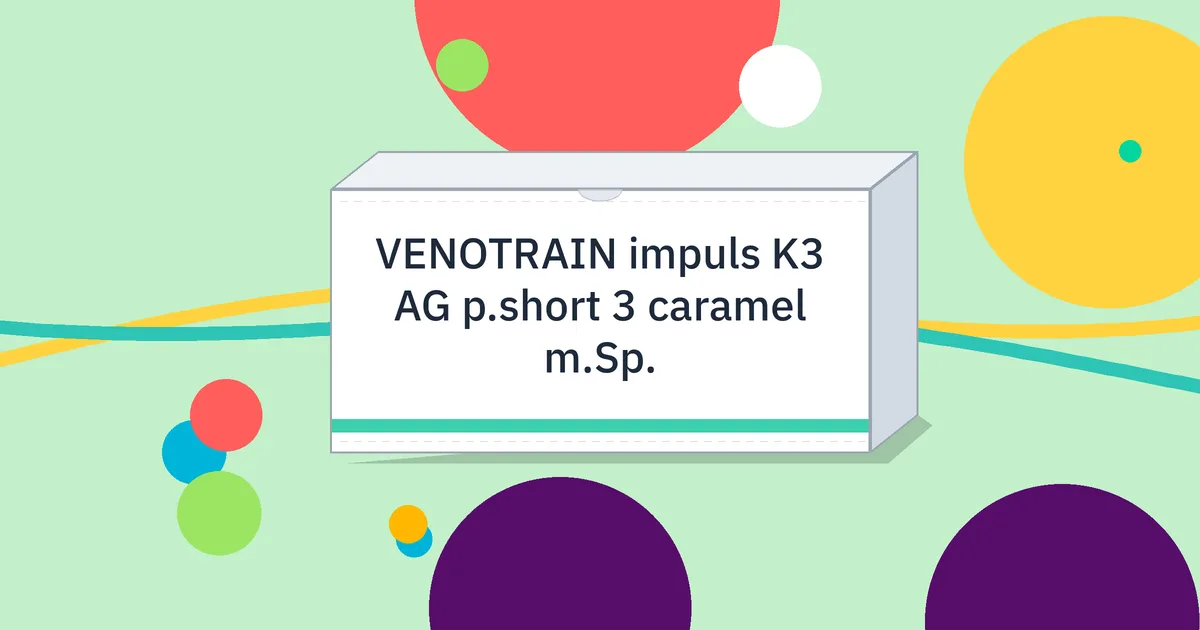 Symbolbild: Packung mit der Aufschrift VENOTRAIN impuls K3 AG p.short 3 caramel m.Sp. (PZN 00496656) – Verfügbarkeit und Bezug in Apotheken in Frankfurt am Main
