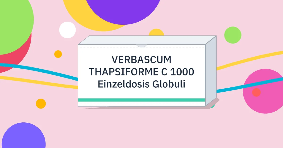 Symbolbild: Packung mit der Aufschrift VERBASCUM THAPSIFORME C 1000 Einzeldosis Globuli (PZN 02695058) – Verfügbarkeit und Bezug in Apotheken in Frankfurt am Main