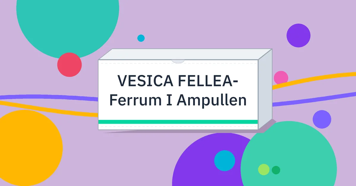 Symbolbild: Packung mit der Aufschrift VESICA FELLEA-Ferrum I Ampullen (PZN 01223736) – Verfügbarkeit und Bezug in Apotheken in Frankfurt am Main