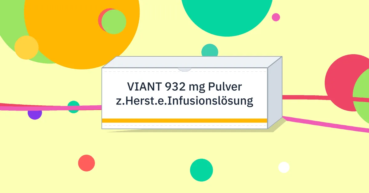 Symbolbild: Packung mit der Aufschrift VIANT 932 mg Pulver z.Herst.e.Infusionslösung (PZN 20304506) – Verfügbarkeit und Bezug in Apotheken in Frankfurt am Main