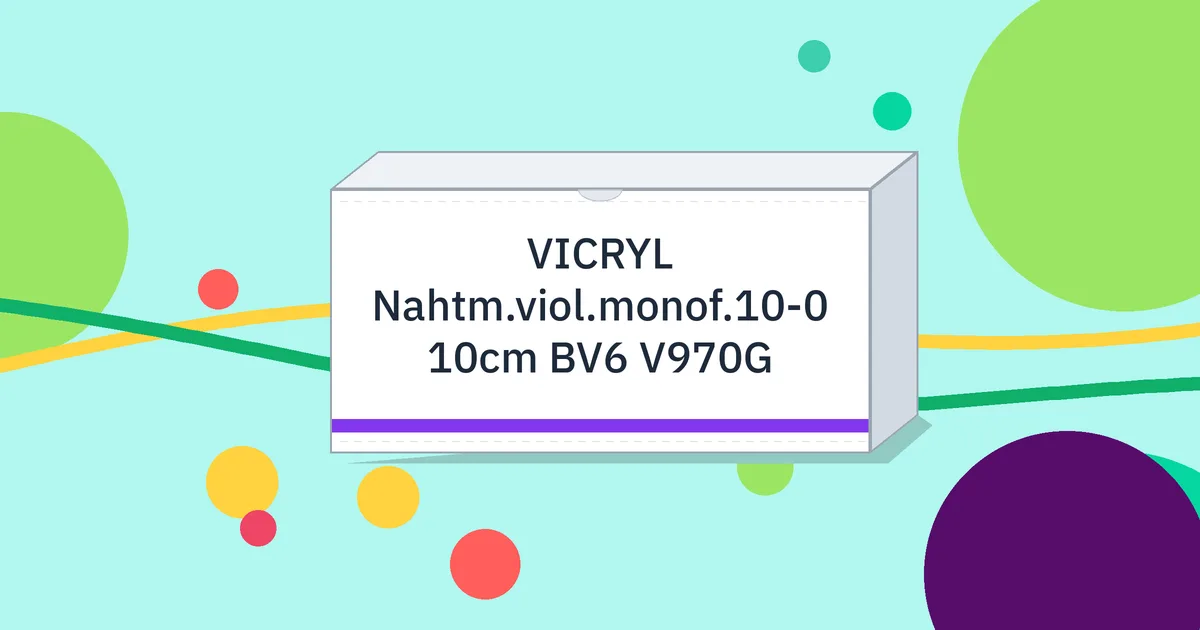 Symbolbild: Packung mit der Aufschrift VICRYL Nahtm.viol.monof.10-0 10cm BV6 V970G (PZN 16258203) – Verfügbarkeit und Bezug in Apotheken in Frankfurt am Main