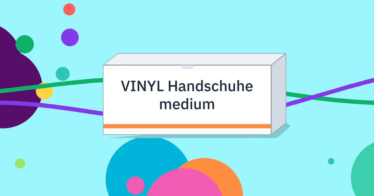 Symbolbild: Packung mit der Aufschrift VINYL Handschuhe medium (PZN 01412957) – Verfügbarkeit und Bezug in Apotheken in Frankfurt am Main