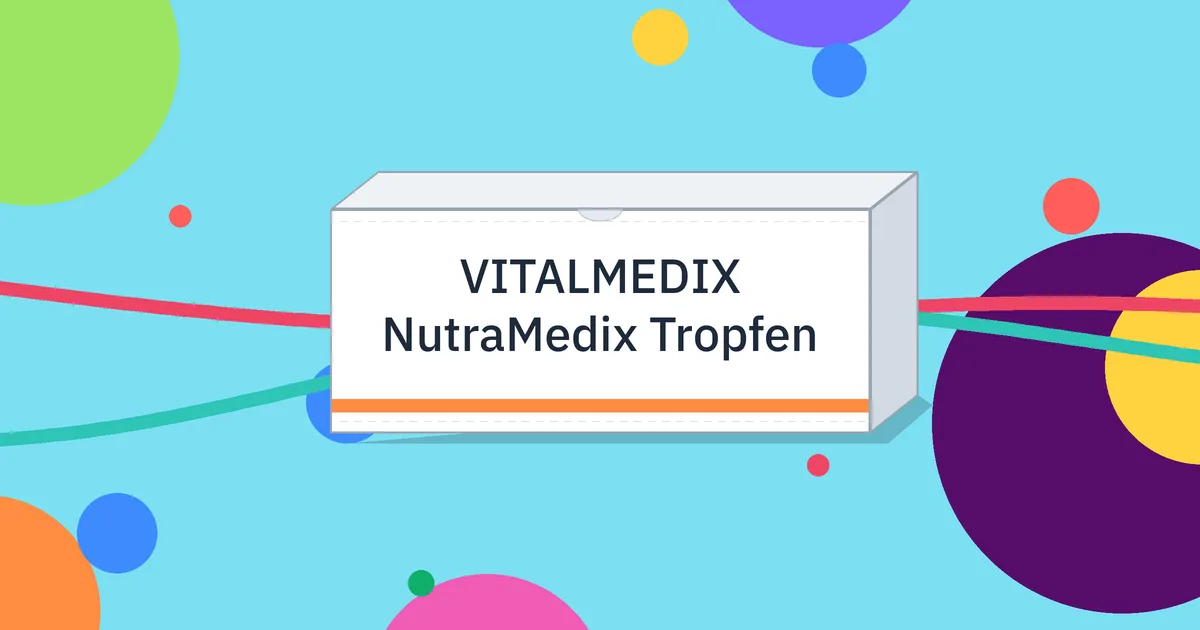 Symbolbild: Packung mit der Aufschrift VITALMEDIX NutraMedix Tropfen (PZN 18103574) – Verfügbarkeit und Bezug in Apotheken in Frankfurt am Main