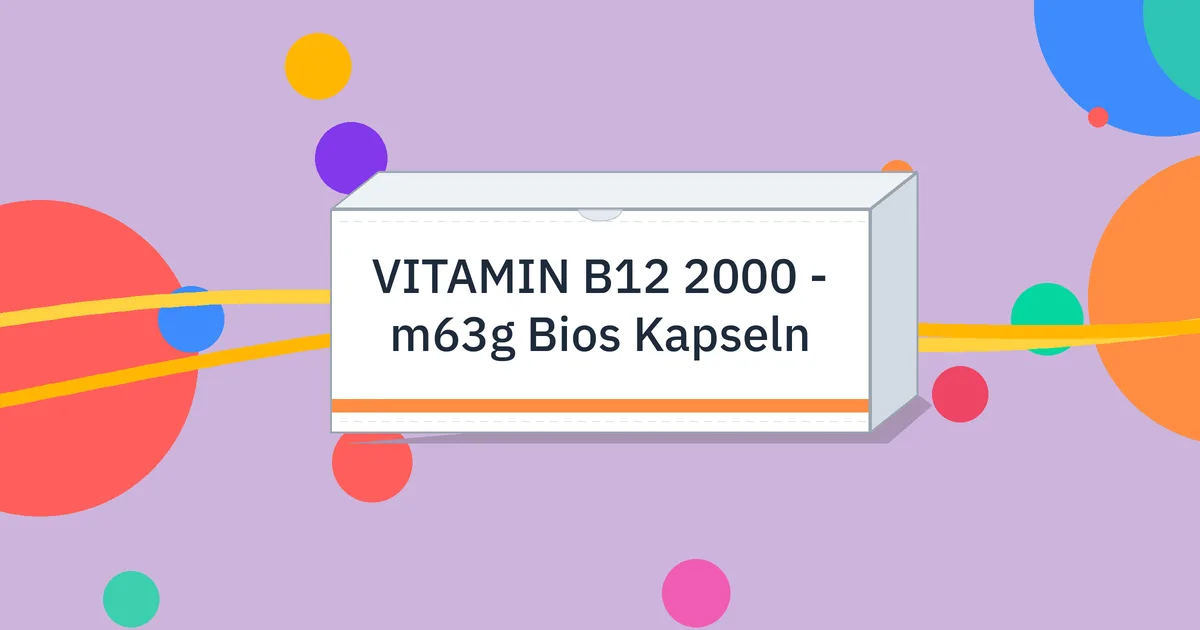 Symbolbild: Packung mit der Aufschrift VITAMIN B12 2000 -m63g Bios Kapseln (PZN 17823384) – Verfügbarkeit und Bezug in Apotheken in Frankfurt am Main