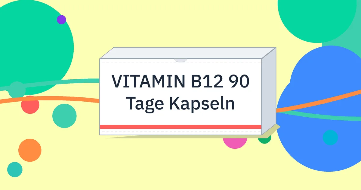 Symbolbild: Packung mit der Aufschrift VITAMIN B12 90 Tage Kapseln (PZN 06432798) – Verfügbarkeit und Bezug in Apotheken in Frankfurt am Main
