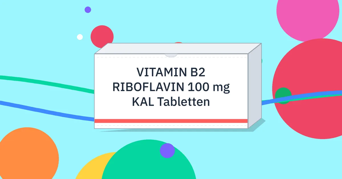 Symbolbild: Packung mit der Aufschrift VITAMIN B2 RIBOFLAVIN 100 mg KAL Tabletten (PZN 13895116) – Verfügbarkeit und Bezug in Apotheken in Frankfurt am Main
