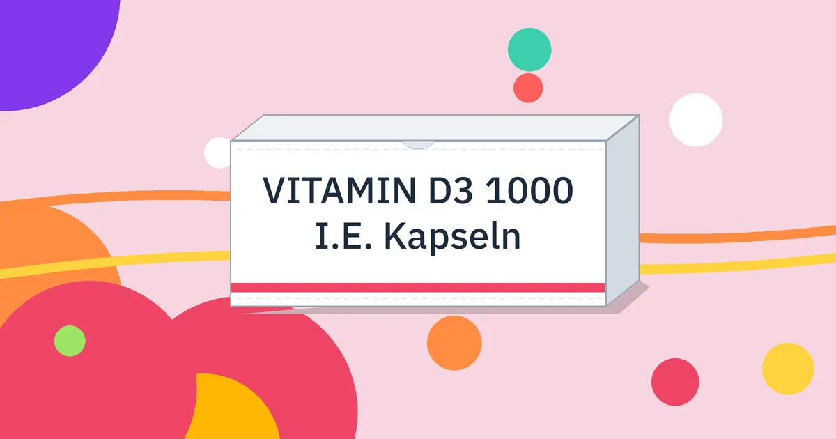 Symbolbild: Packung mit der Aufschrift VITAMIN D3 1000 I.E. Kapseln (PZN 20690389) – Verfügbarkeit und Bezug in Apotheken in Frankfurt am Main