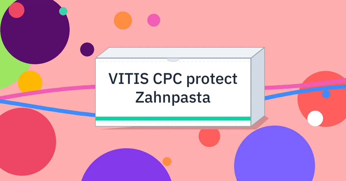 Symbolbild: Packung mit der Aufschrift VITIS CPC protect Zahnpasta (PZN 16825441) – Verfügbarkeit und Bezug in Apotheken in Frankfurt am Main
