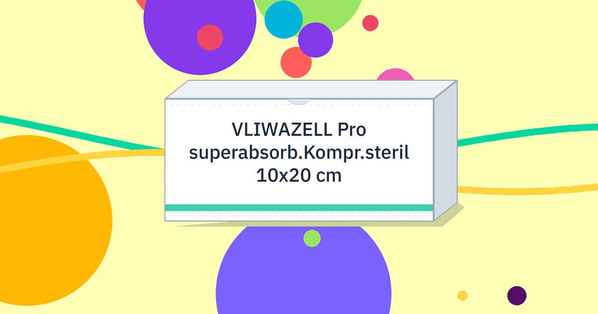 Symbolbild: Packung mit der Aufschrift VLIWAZELL Pro superabsorb.Kompr.steril 10x20 cm (PZN 14005159) – Verfügbarkeit und Bezug in Apotheken in Frankfurt am Main