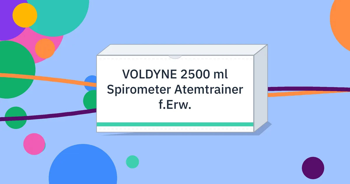 Symbolbild: Packung mit der Aufschrift VOLDYNE 2500 ml Spirometer Atemtrainer f.Erw. (PZN 20205721) – Verfügbarkeit und Bezug in Apotheken in Frankfurt am Main