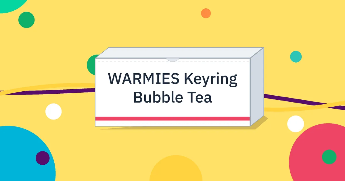 Symbolbild: Packung mit der Aufschrift WARMIES Keyring Bubble Tea (PZN 20185881) – Verfügbarkeit und Bezug in Apotheken in Frankfurt am Main