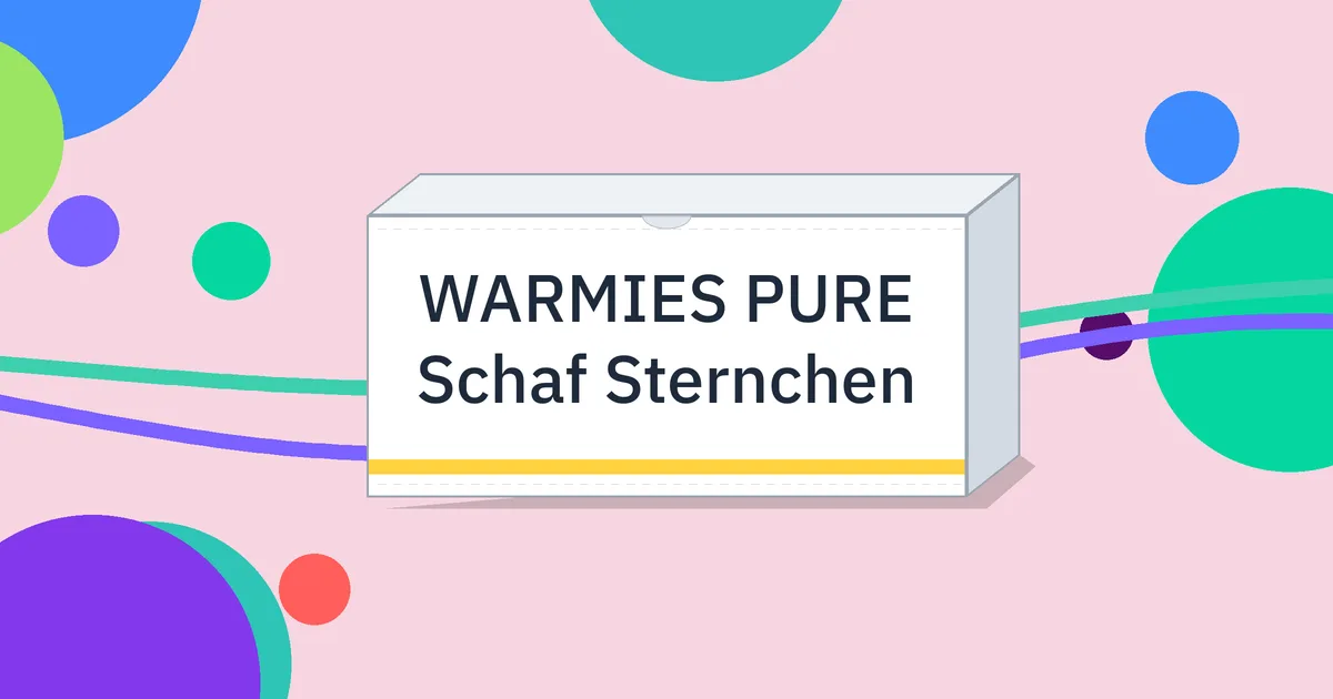 Symbolbild: Packung mit der Aufschrift WARMIES PURE Schaf Sternchen (PZN 09736576) – Verfügbarkeit und Bezug in Apotheken in Frankfurt am Main