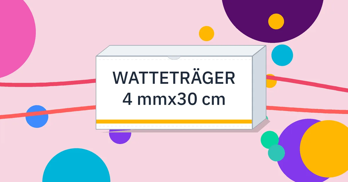 Symbolbild: Packung mit der Aufschrift WATTETRÄGER 4 mmx30 cm (PZN 01979285) – Verfügbarkeit und Bezug in Apotheken in Frankfurt am Main