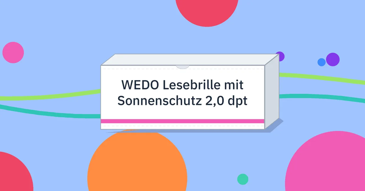 Symbolbild: Packung mit der Aufschrift WEDO Lesebrille mit Sonnenschutz 2,0 dpt (PZN 13568446) – Verfügbarkeit und Bezug in Apotheken in Frankfurt am Main