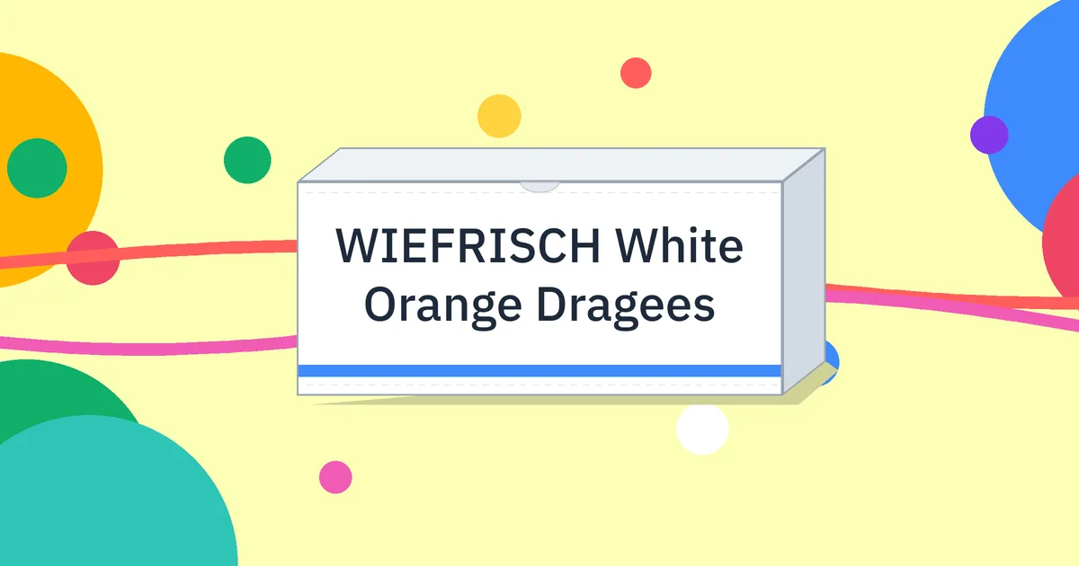 Symbolbild: Packung mit der Aufschrift WIEFRISCH White Orange Dragees (PZN 05703255) – Verfügbarkeit und Bezug in Apotheken in Frankfurt am Main