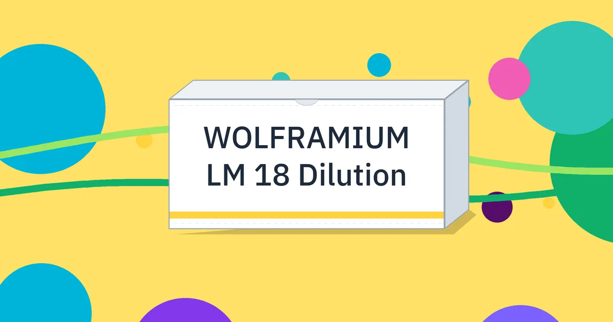 Symbolbild: Packung mit der Aufschrift WOLFRAMIUM LM 18 Dilution (PZN 13280774) – Verfügbarkeit und Bezug in Apotheken in Frankfurt am Main