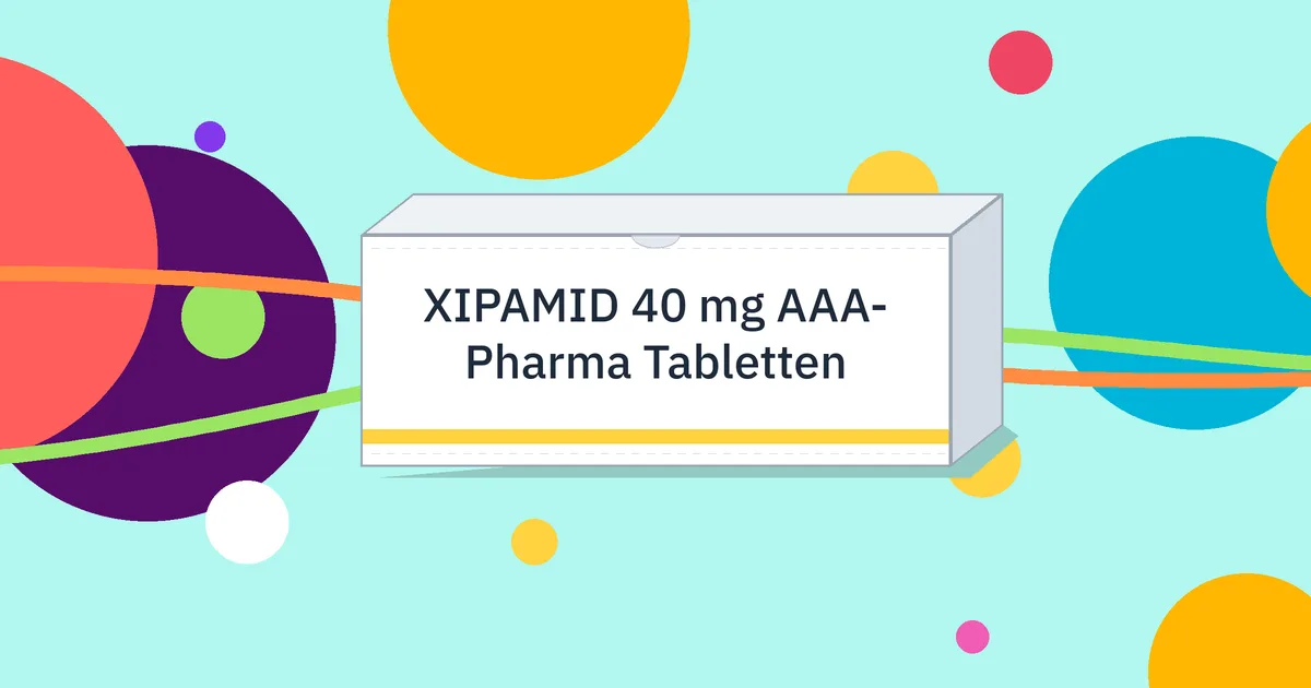 Symbolbild: Packung mit der Aufschrift XIPAMID 40 mg AAA-Pharma Tabletten (PZN 01432262) – Verfügbarkeit und Bezug in Apotheken in Frankfurt am Main