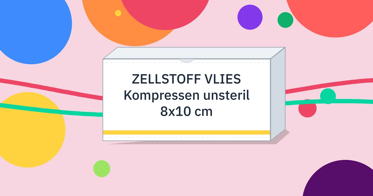 Symbolbild: Packung mit der Aufschrift ZELLSTOFF VLIES Kompressen unsteril 8x10 cm (PZN 04050147) – Verfügbarkeit und Bezug in Apotheken in Frankfurt am Main