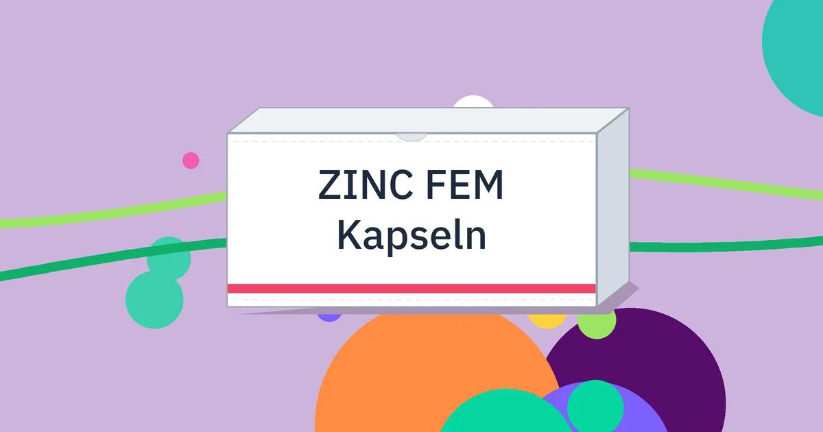 Symbolbild: Packung mit der Aufschrift ZINC FEM Kapseln (PZN 12893090) – Verfügbarkeit und Bezug in Apotheken in Frankfurt am Main
