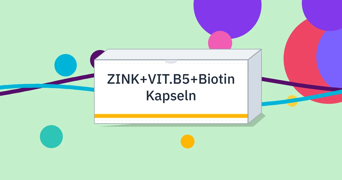 Symbolbild: Packung mit der Aufschrift ZINK+VIT.B5+Biotin Kapseln (PZN 06862180) – Verfügbarkeit und Bezug in Apotheken in Frankfurt am Main