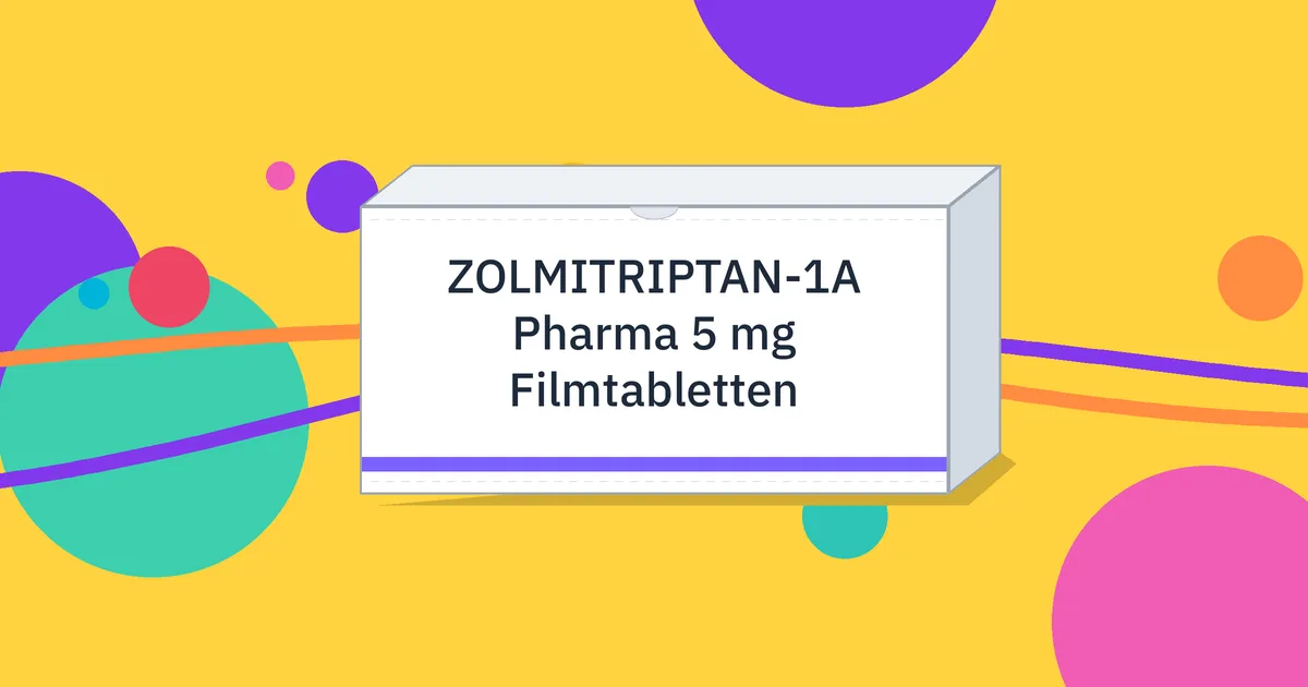 Symbolbild: Packung mit der Aufschrift ZOLMITRIPTAN-1A Pharma 5 mg Filmtabletten (PZN 09427384) – Verfügbarkeit und Bezug in Apotheken in Frankfurt am Main