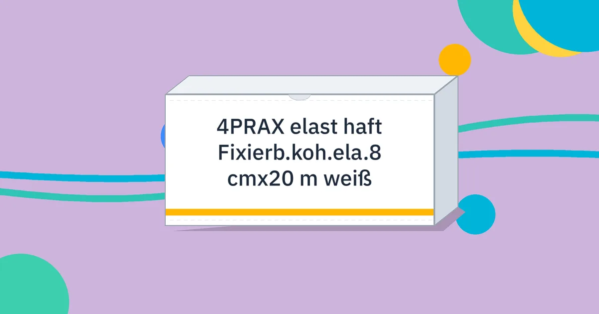 Symbolbild: Packung mit der Aufschrift 4PRAX elast haft Fixierb.koh.ela.8 cmx20 m weiß (PZN 20230239) – Verfügbarkeit und Bezug in Apotheken in Frankfurt am Main