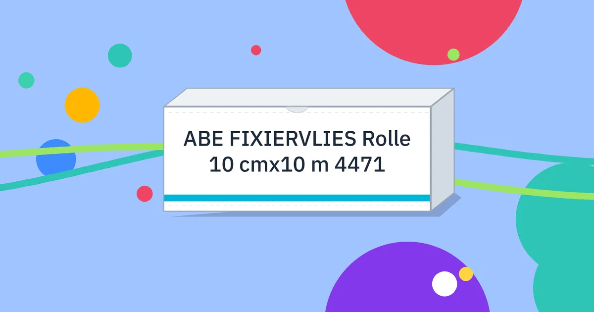 Symbolbild: Packung mit der Aufschrift ABE FIXIERVLIES Rolle 10 cmx10 m 4471 (PZN 09920564) – Verfügbarkeit und Bezug in Apotheken in Frankfurt am Main