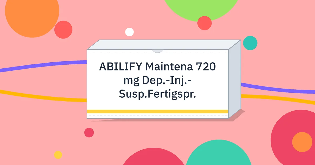 Symbolbild: Packung mit der Aufschrift ABILIFY Maintena 720 mg Dep.-Inj.-Susp.Fertigspr. (PZN 19892432) – Verfügbarkeit und Bezug in Apotheken in Frankfurt am Main