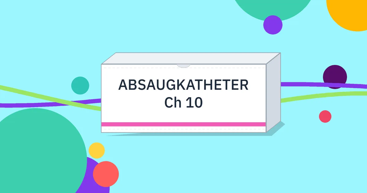 Symbolbild: Packung mit der Aufschrift ABSAUGKATHETER Ch 10 (PZN 07464659) – Verfügbarkeit und Bezug in Apotheken in Frankfurt am Main