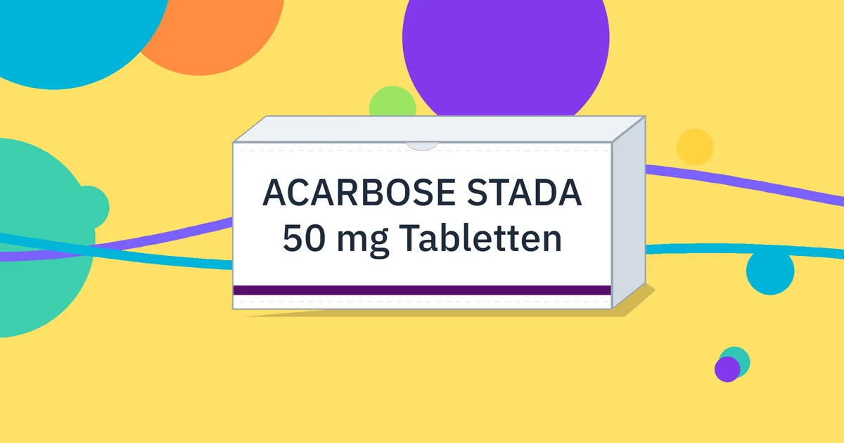 Symbolbild: Packung mit der Aufschrift ACARBOSE STADA 50 mg Tabletten (PZN 05528409) – Verfügbarkeit und Bezug in Apotheken in Frankfurt am Main