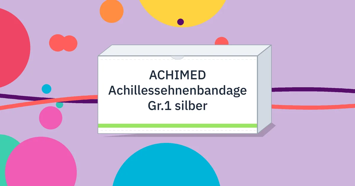 Symbolbild: Packung mit der Aufschrift ACHIMED Achillessehnenbandage Gr.1 silber (PZN 15314649) – Verfügbarkeit und Bezug in Apotheken in Frankfurt am Main